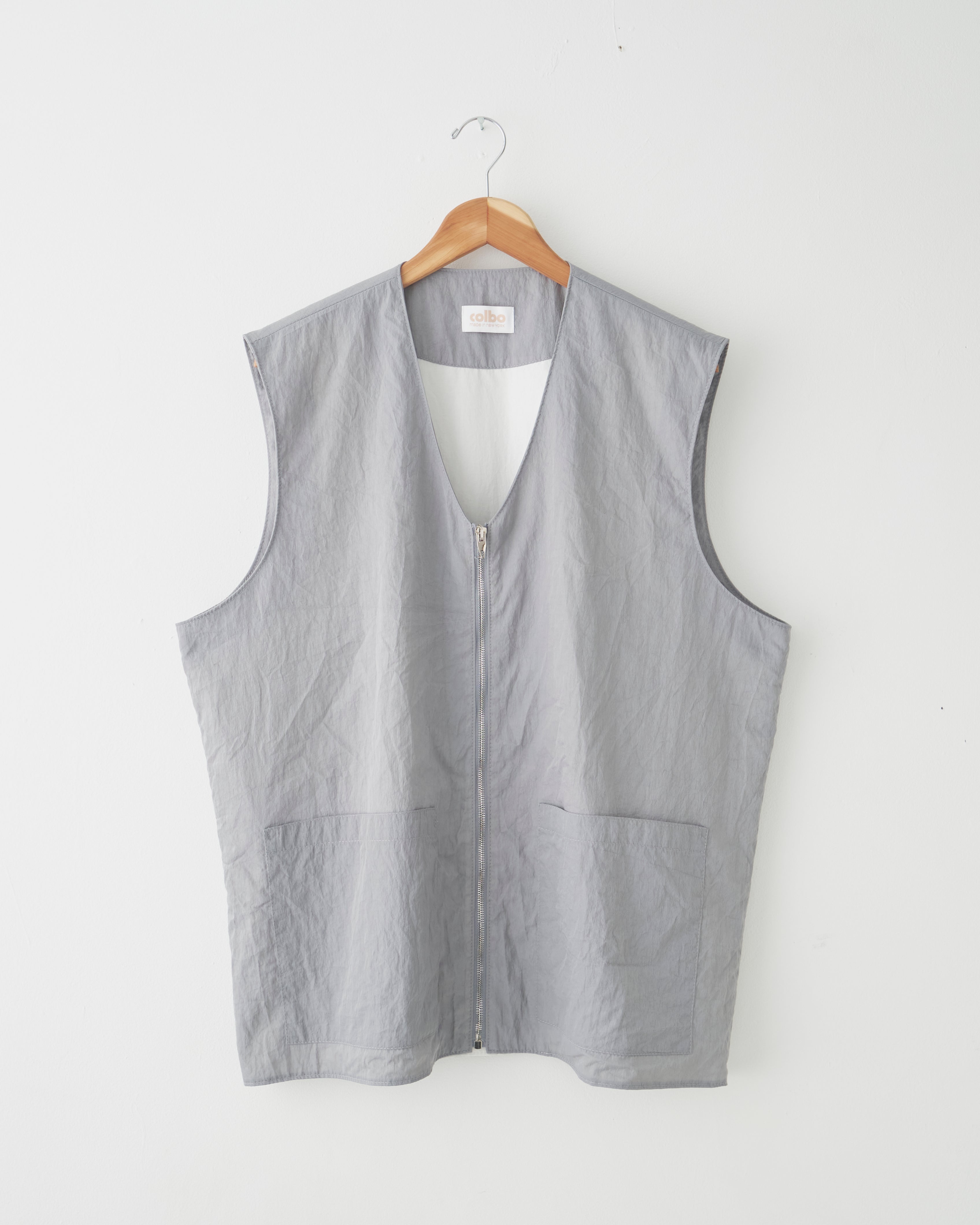 Colbo Nylon Zip Vest, Slate Blue