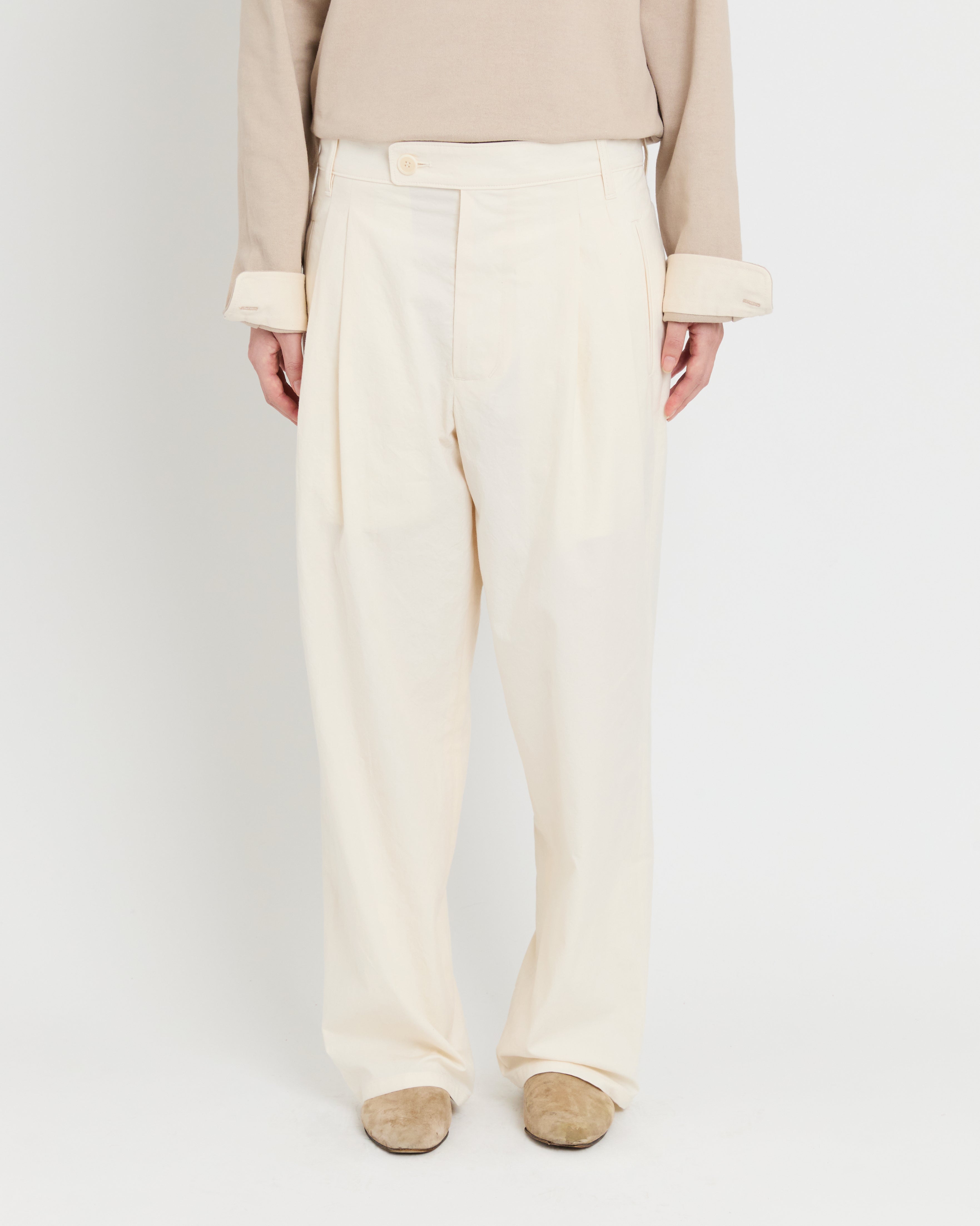 Double Pleat Pants, Natural – Colbo