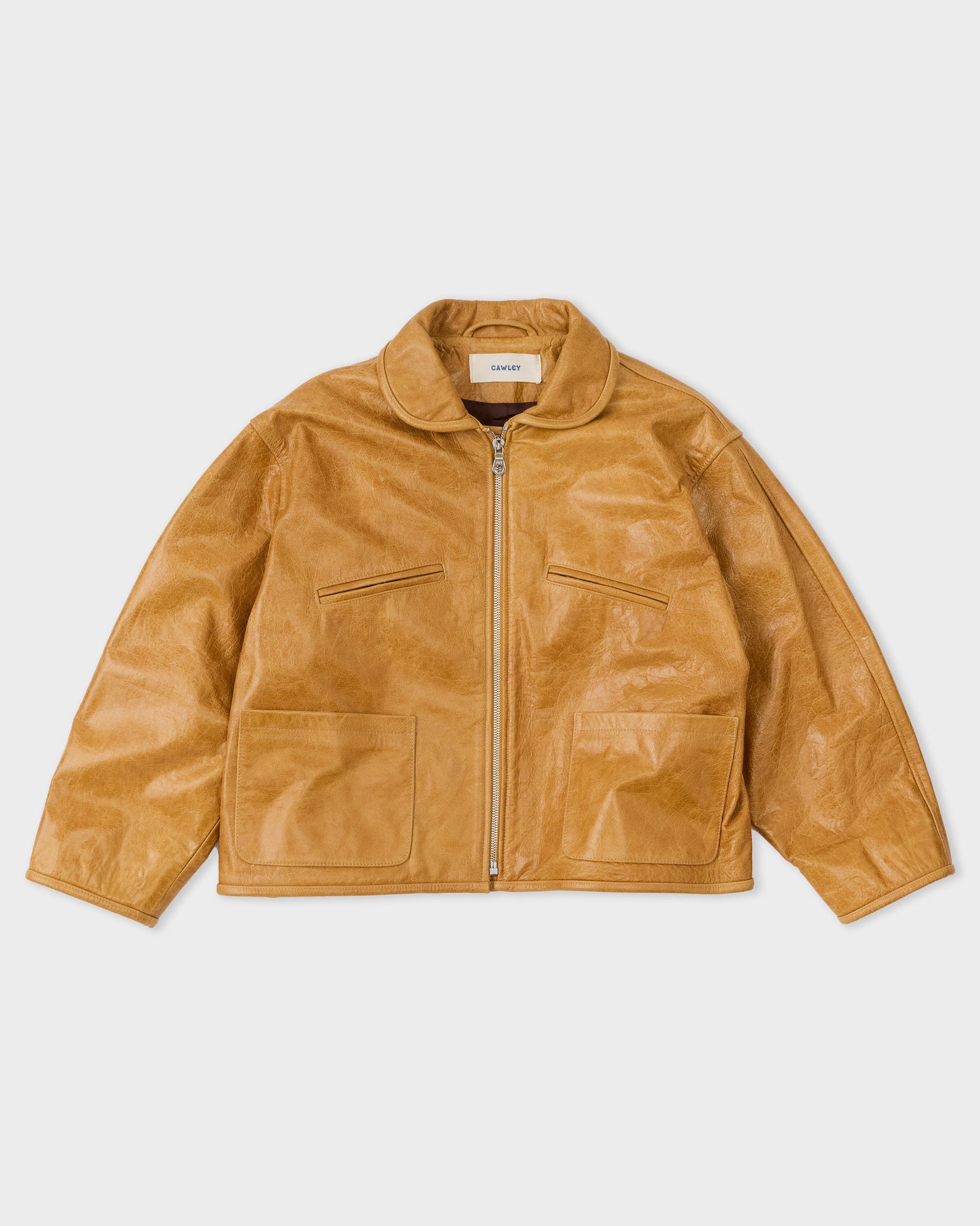 Nappa Leather Zip Up Sandy Jacket, Chocolate – Colbo